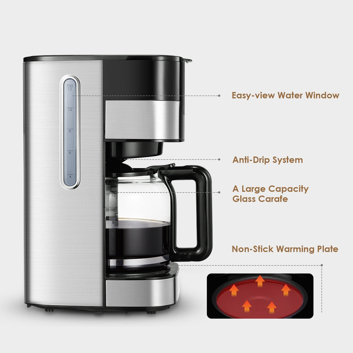 Aicook Coffee Maker, 10 Cup Programmable Coffee Machine with Coffee Po ...
